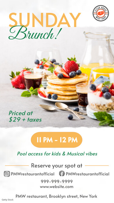 White Modern & Minimal Sunday Brunch Buffet R Template | PosterMyWall