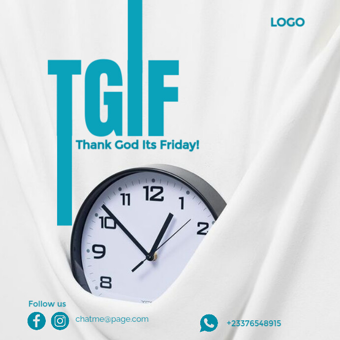 White Modern & Minimal Tgif Instagram Post Template | PosterMyWall