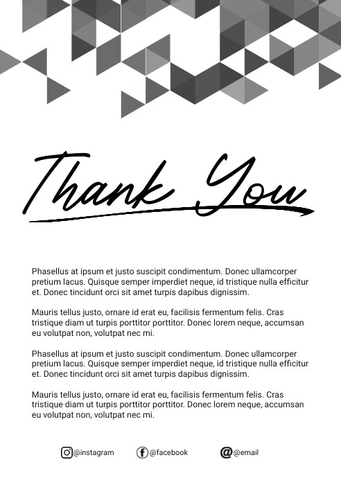 White Modern & Minimal Thank You A6 Template | PosterMyWall