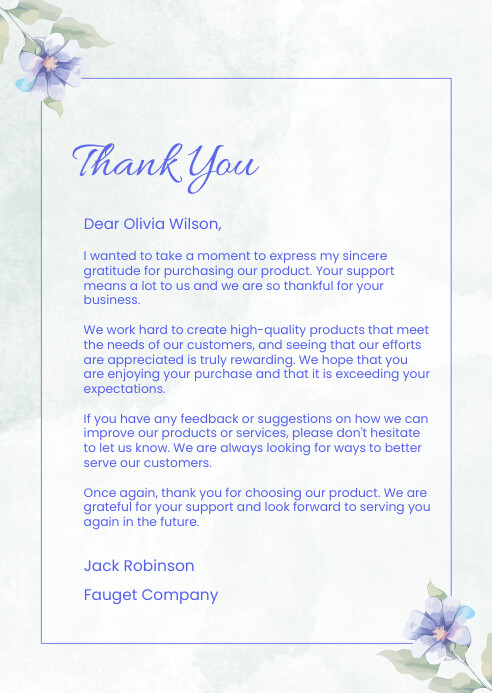 Plantilla de White Modern & Minimal Thank You Message Card | PosterMyWall