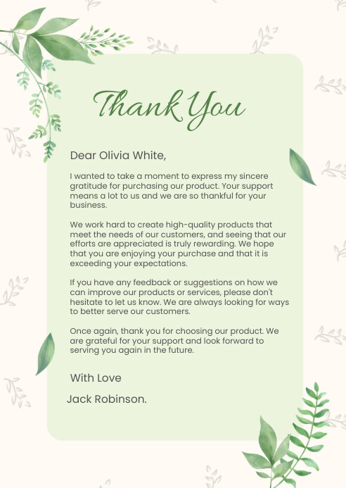 Plantilla de White Modern & Minimal Thank You Message Card | PosterMyWall