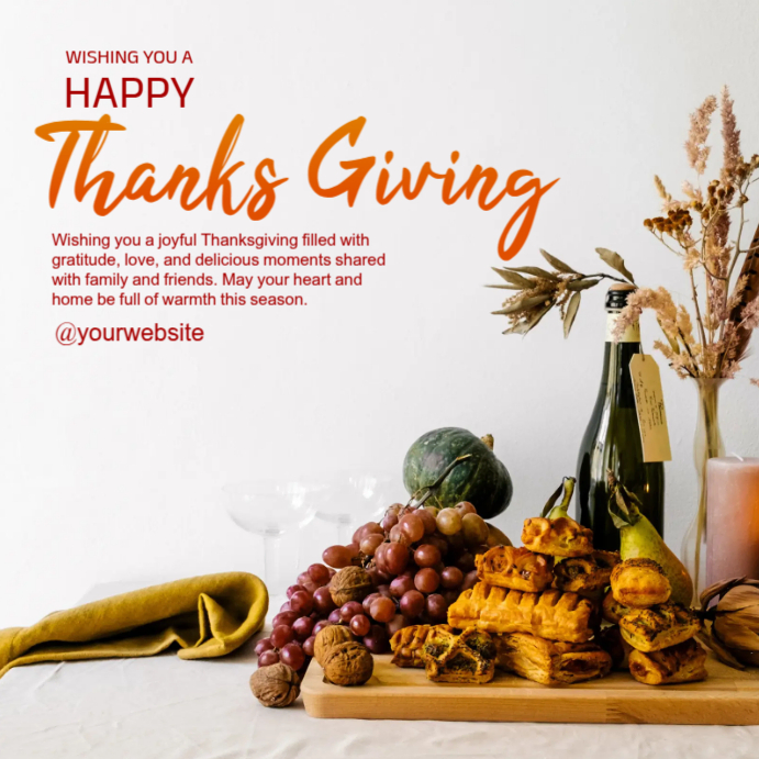 White Modern & Minimal Thanks Giving Square (1:1) Template | PosterMyWall