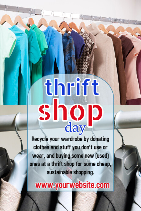 White Modern & Minimal Thrift Shop Poster Template | PosterMyWall