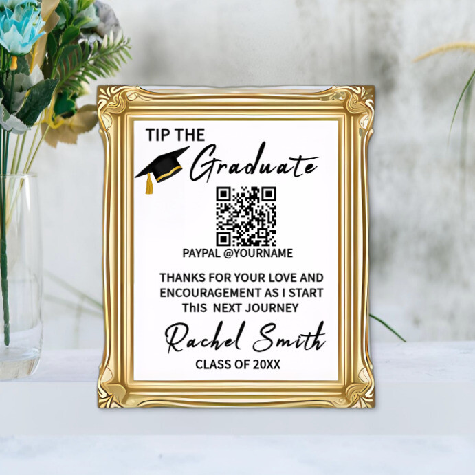 Copy of White Modern & Minimal Tip The Graduate Qr Code Sign | Editable ...