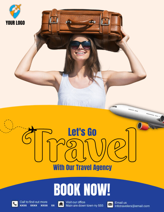 White Modern & Minimal Travel Pamflet (letter Template | PosterMyWall