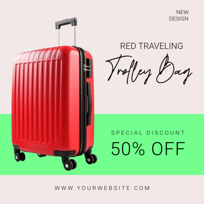 White Modern & Minimal Traveling Bag Instagram Post Template | PosterMyWall