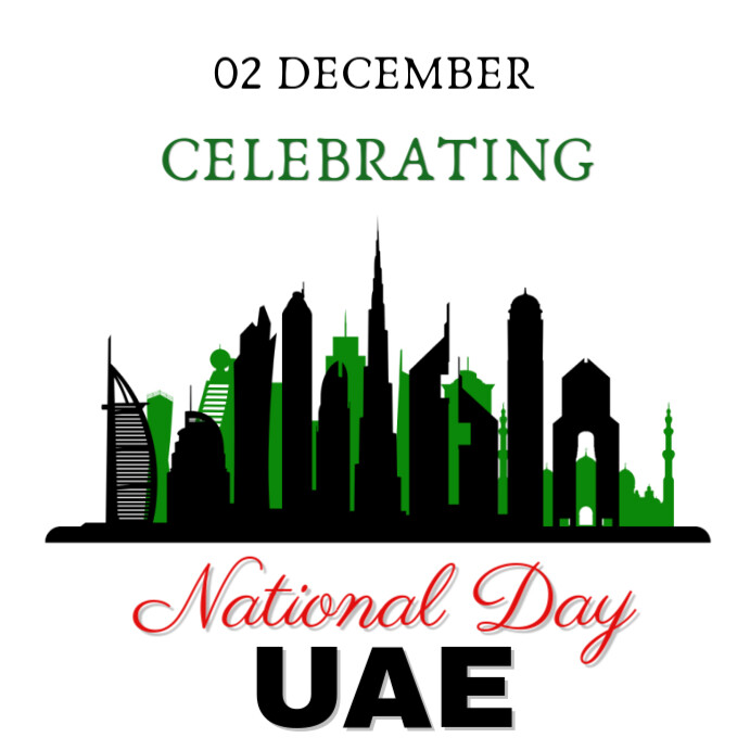 White Modern & Minimal Uae national day Instagram Post 2024 Template ...