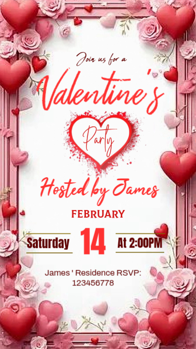 White Modern & Minimal Valentine's Party Invite Flyer Digital Display ...