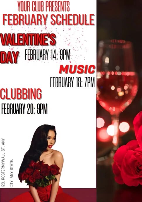 White Modern & Minimal Valentine Day Schedule Poster A4 Template ...