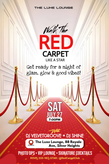 Copy of White Modern & Minimal Vip Night Party Red Carpet Poster ...