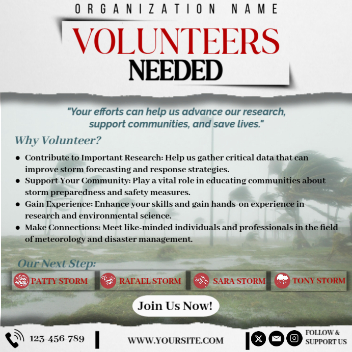 White Modern & Minimal Volunteers Needed Hurricane Instagram Post ...