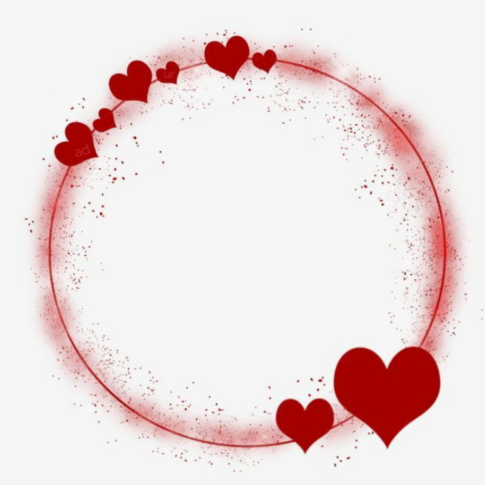 White Modern & Minimal Watercolor Red Heart Circle Frame Background ...