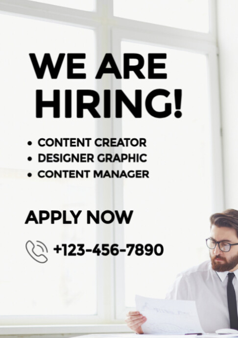 White Modern & Minimal We Are Hiring Poster A2 Template | PosterMyWall