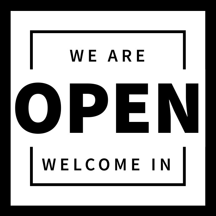 White Modern & Minimal We Are Open Door Sign Template | PosterMyWall