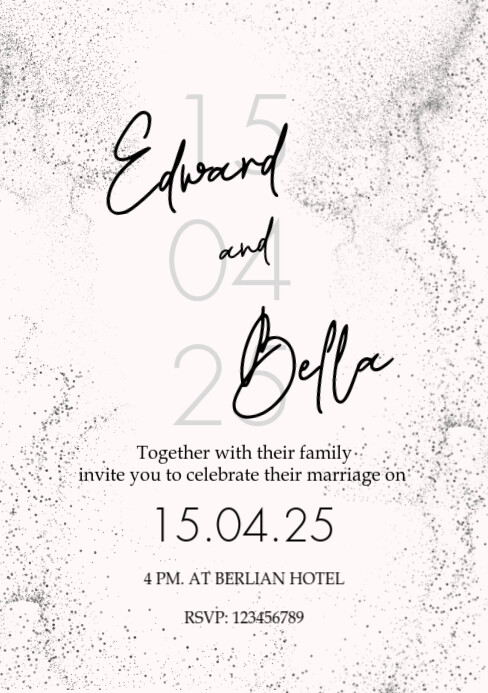 Copy of White Modern & Minimal Wedding Invitation Card A5 | PosterMyWall