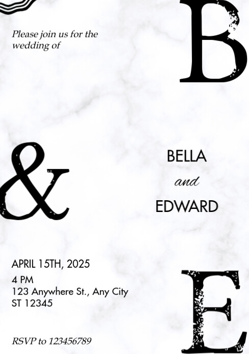 White Modern & Minimal Wedding Invitation Card A5 Template | PosterMyWall