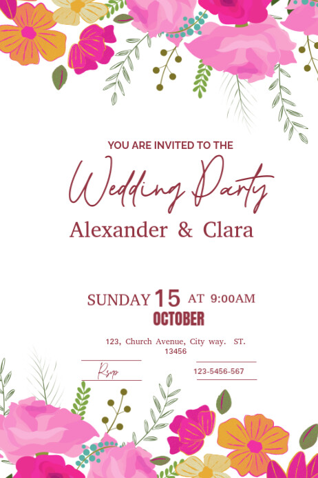 White Modern & Minimal Wedding Invitation Cards Poster Template ...