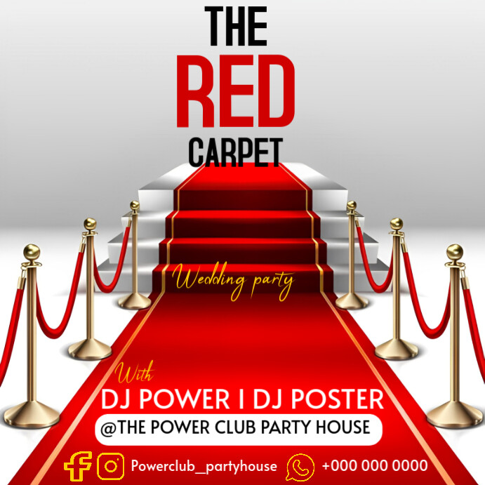 White Modern & Minimal Wedding Red Carpet Party Instagram Post Template ...