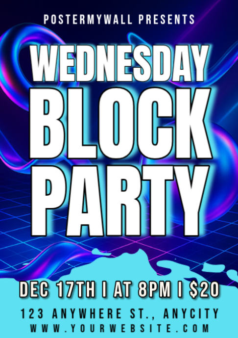 Copy of White Modern & Minimal Wednesday Block Party A2 | PosterMyWall