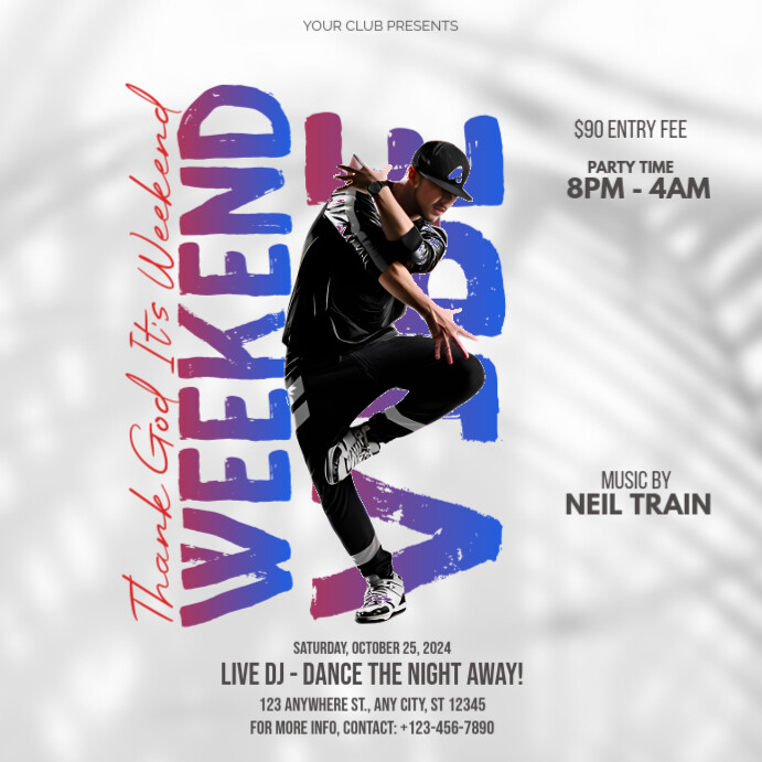 Copy of White Modern & Minimal Weekend Vibe Party Instagram Post ...