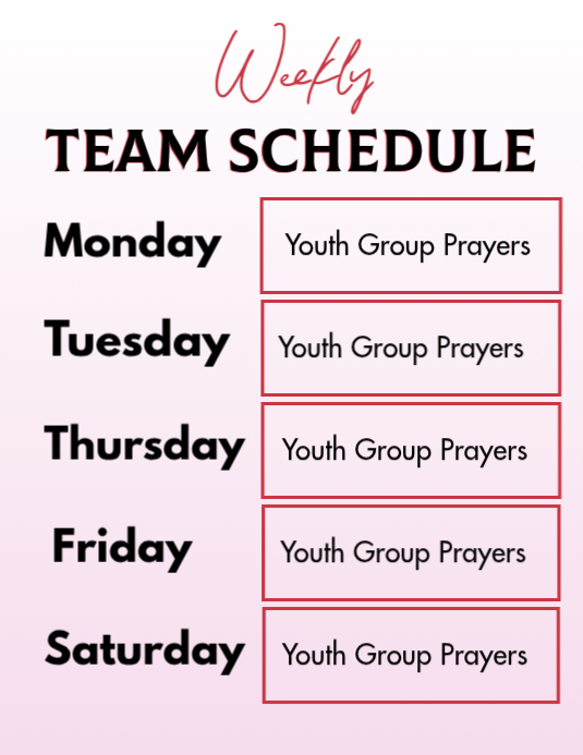 White Modern & Minimal Weekly Event Schedule Company Corporate Church ...