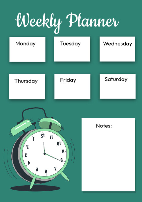 Copy of White Modern & Minimal Weekly Planner Template A2 | PosterMyWall