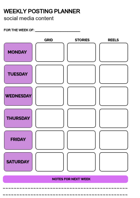 White Modern & Minimal Weekly Social Media Posting Planner – Content ...