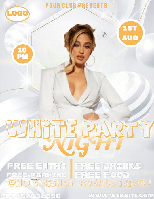 White Modern & Minimal White Party Flyer (us Template | PosterMyWall