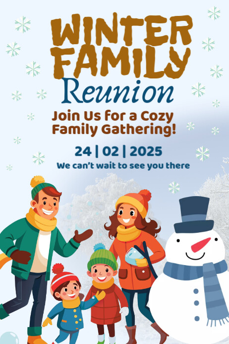 White Modern & Minimal Winter Family Reunion Poster Template | PosterMyWall