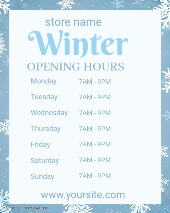 Plantilla de White Modern & Minimal Winter Timing Schedule Winter ...
