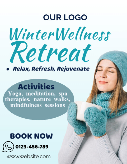 White Modern & Minimal Winter Wellness Retreat Flyer (us Letter) Template | PosterMyWall