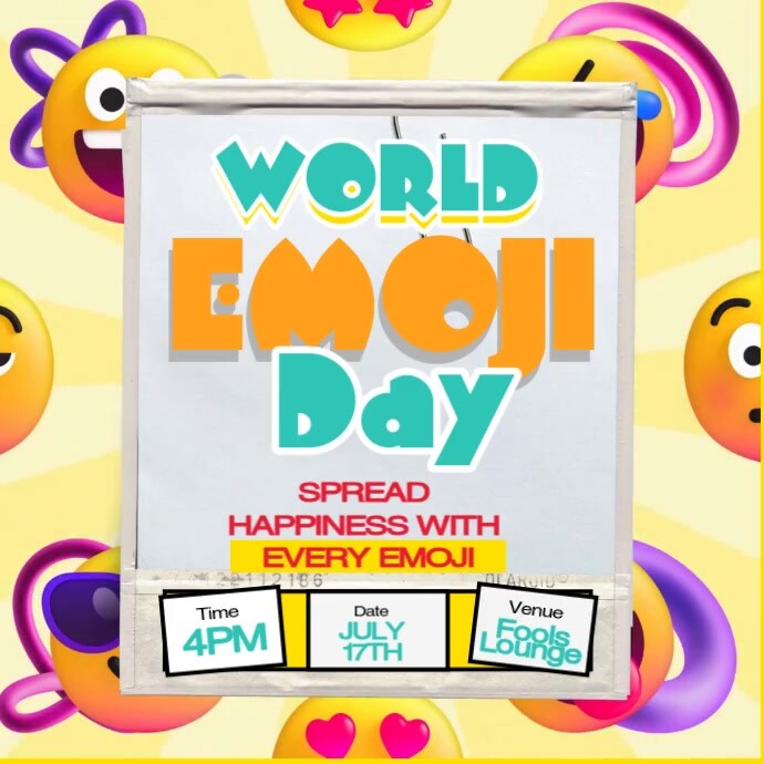 White Modern & Minimal World Emoji Day Instagram Post Template ...