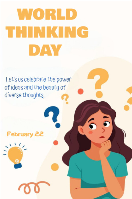 Plantilla de White Modern & Minimal World Thinking Day Poster ...