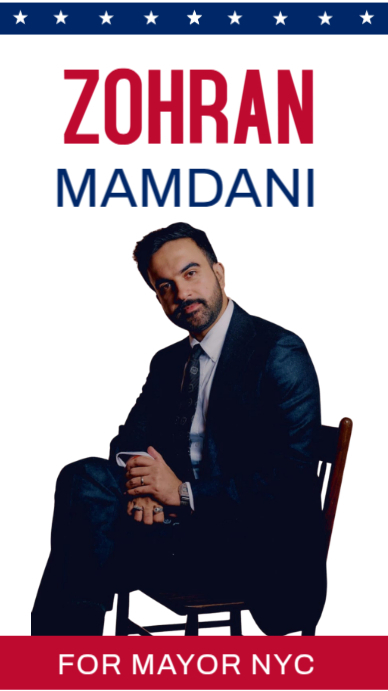 Szablon White Modern & Minimal Zohran Mamdani Election Campaign Poster ...