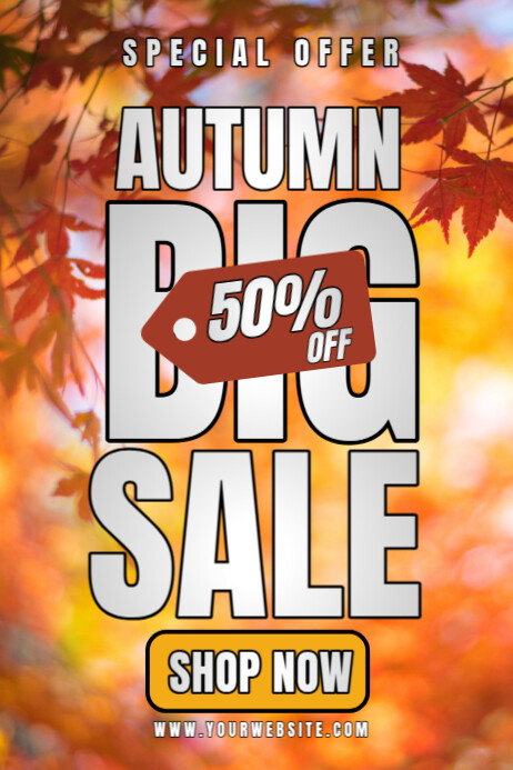 White Modern & Minimal Autumn Big Sale Poster Template | PosterMyWall