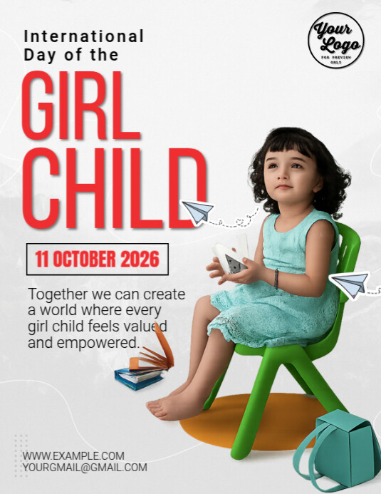 White Modern & Minimal Beautiful Girl Child Flyer (us Letter) Template ...