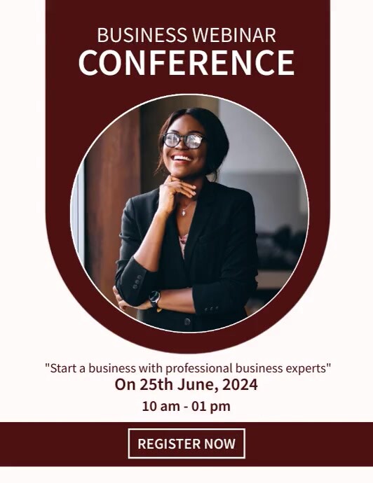 White Modern & Minimal Business Webinar Confe Template | PosterMyWall