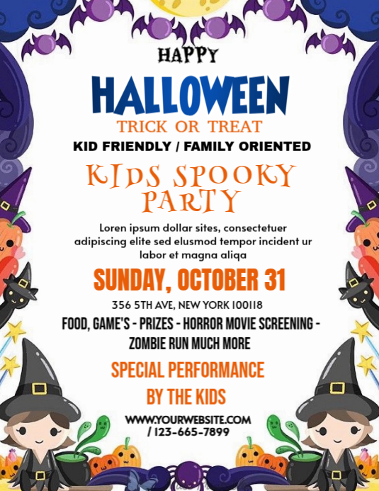 White Modern & Minimal Editable Halloween Party Flyer (us Letter ...