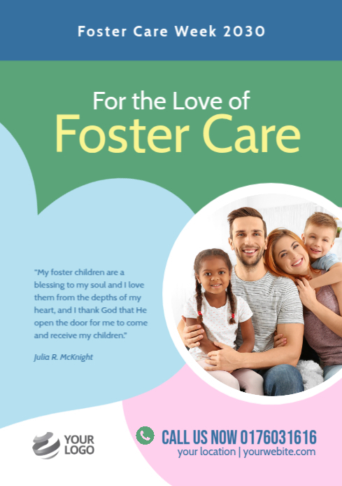 White Modern & Minimal Foster Care Flyer Poster Ad A4 Template ...