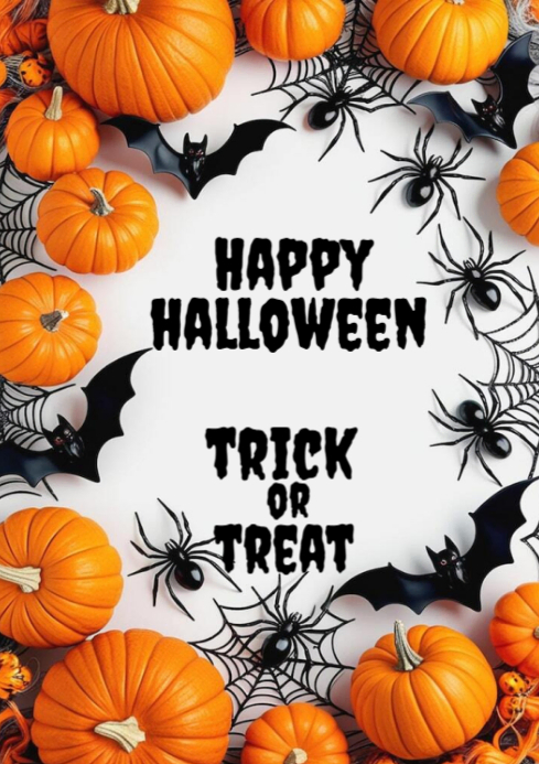 White Modern & Minimal Happy Halloween A4 Template | PosterMyWall