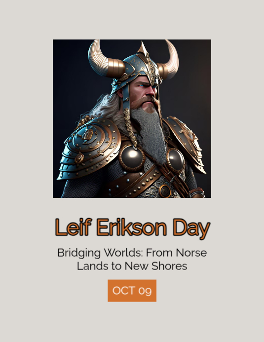 Plantilla de White Modern & Minimal Leif Erikson Day Flyer (us Letter ...