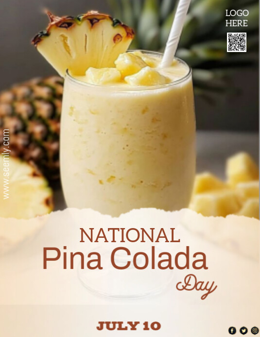 Copy of White Modern & Minimal National Pina Colada Day Flyer (us ...