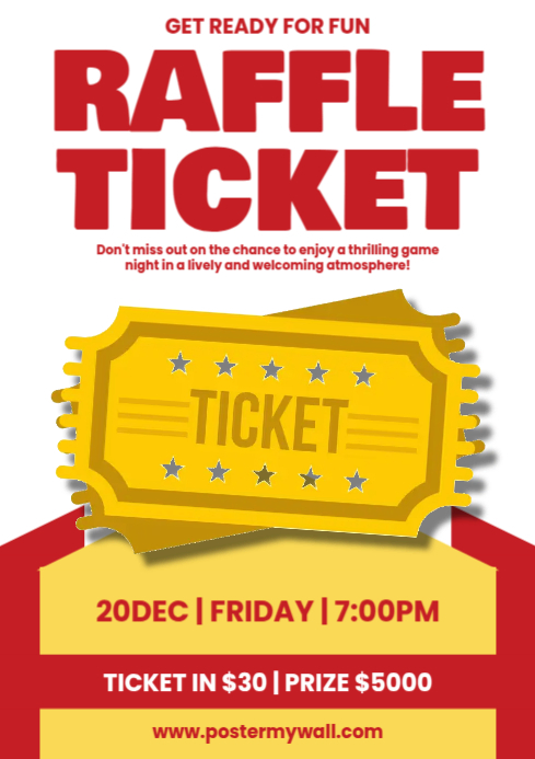 White Modern & Minimal Raffle Ticket Contest A4 Template | PosterMyWall