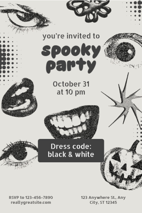 White Modern & Minimal Spooky Party Poster Template | PosterMyWall