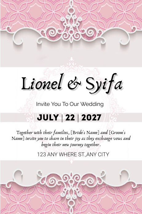 Copy of White Modern & Minimal Wedding Invitation Tem | PosterMyWall