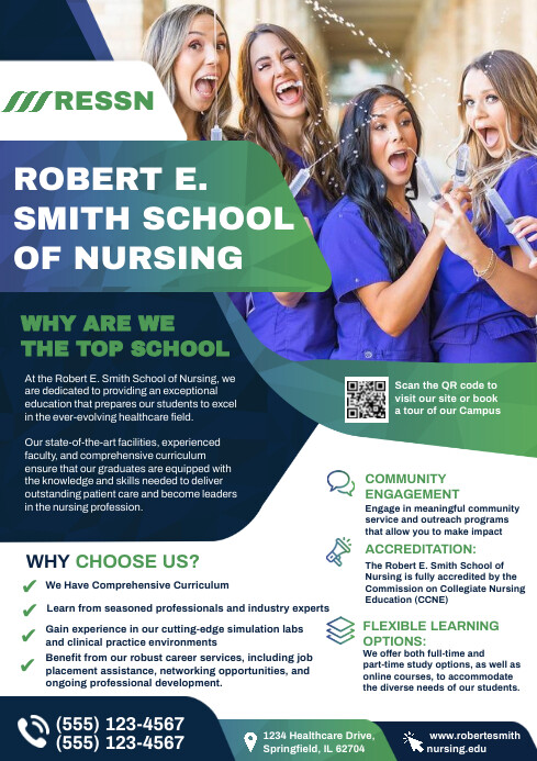 Modèle white modern A4 professional nursing school f | PosterMyWall