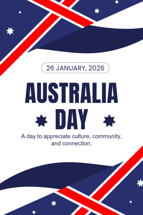 White Modern Australia Day Poster 2026 Template | PosterMyWall