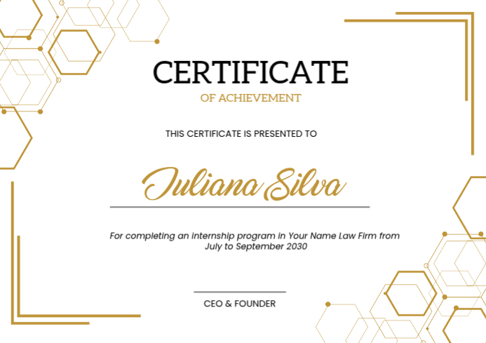 White Modern Certificate Of Achievement Certificate Template | PosterMyWall