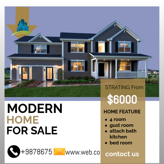 White Modern House For Sale Instagram Post Templat | PosterMyWall