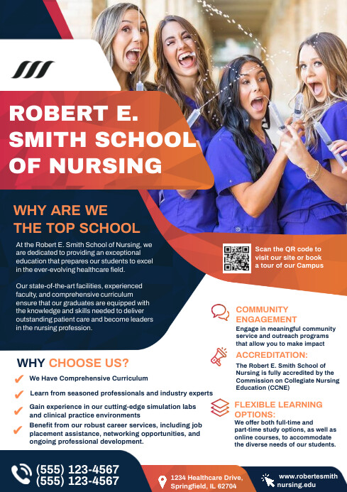 White Modern Professional Nursing School Flye Template | PosterMyWall